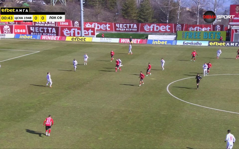 ЦСКА 1948 - Локомотив София 0:3 /първо полувреме/ - БГ Футбол - efbet Лига - Gong.bg